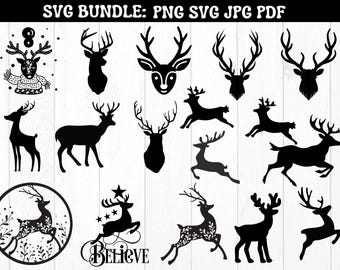 Deer SVG Bundle, Deer Hunting SVG, Deer Png, Deer Vector, Deer Cut Files, Deer Head Svg, Deer ...