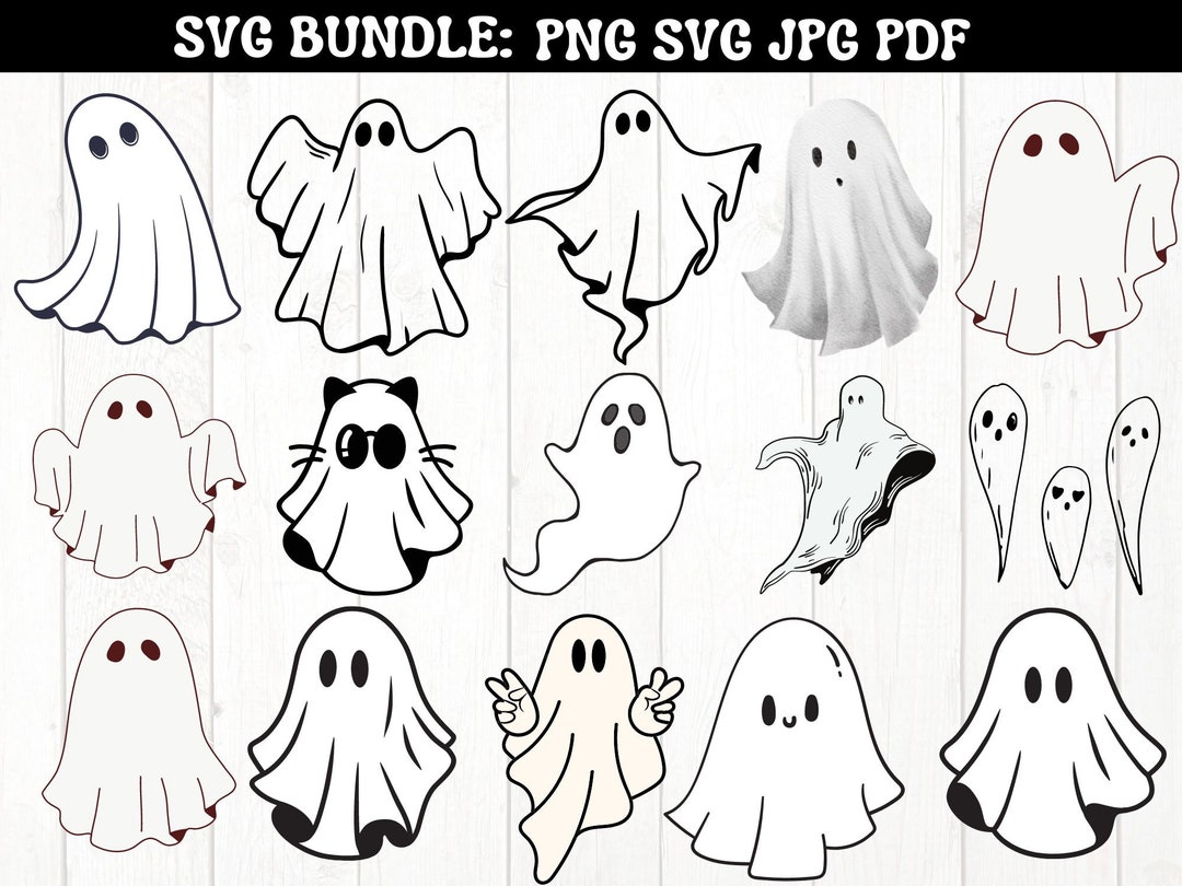Halloween Ghosts Bundle SVG, Halloween Svg, 15 Hanging Ghosts ...