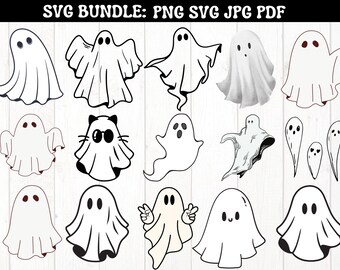 Halloween Ghosts Bundle SVG, Halloween Svg, 12 Hanging Ghosts ...