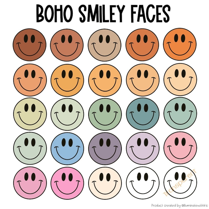 Boho Color Smiley Face - Etsy