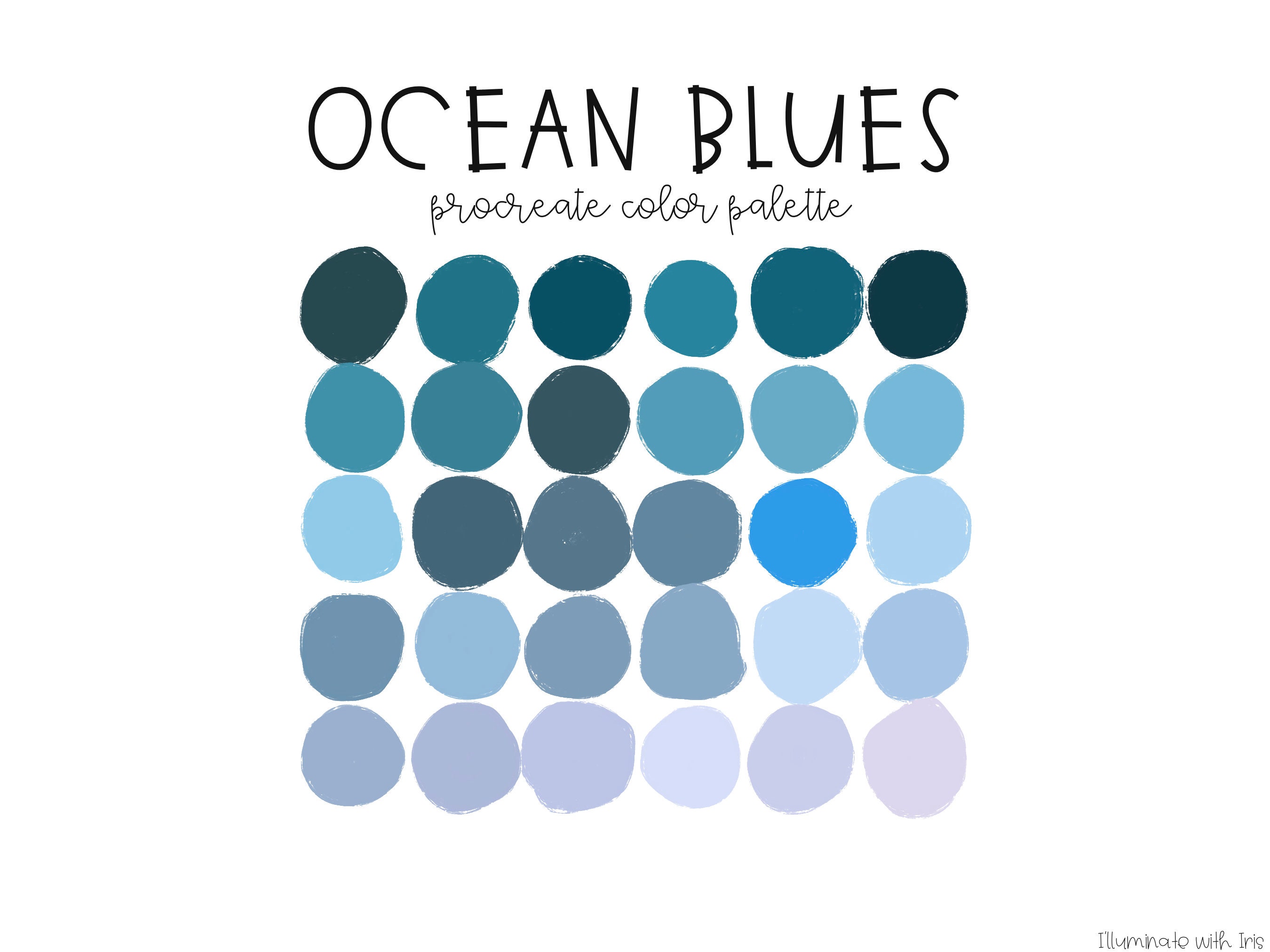 Procreate Color Palette - Ocean Blues - Etsy
