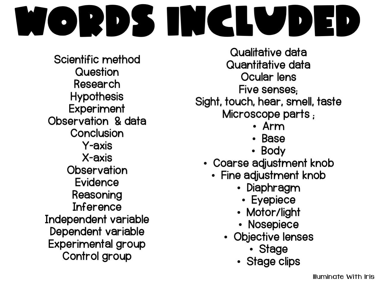 Science Word Wall - Scientific Method, Microscopes, and Graphing - Etsy