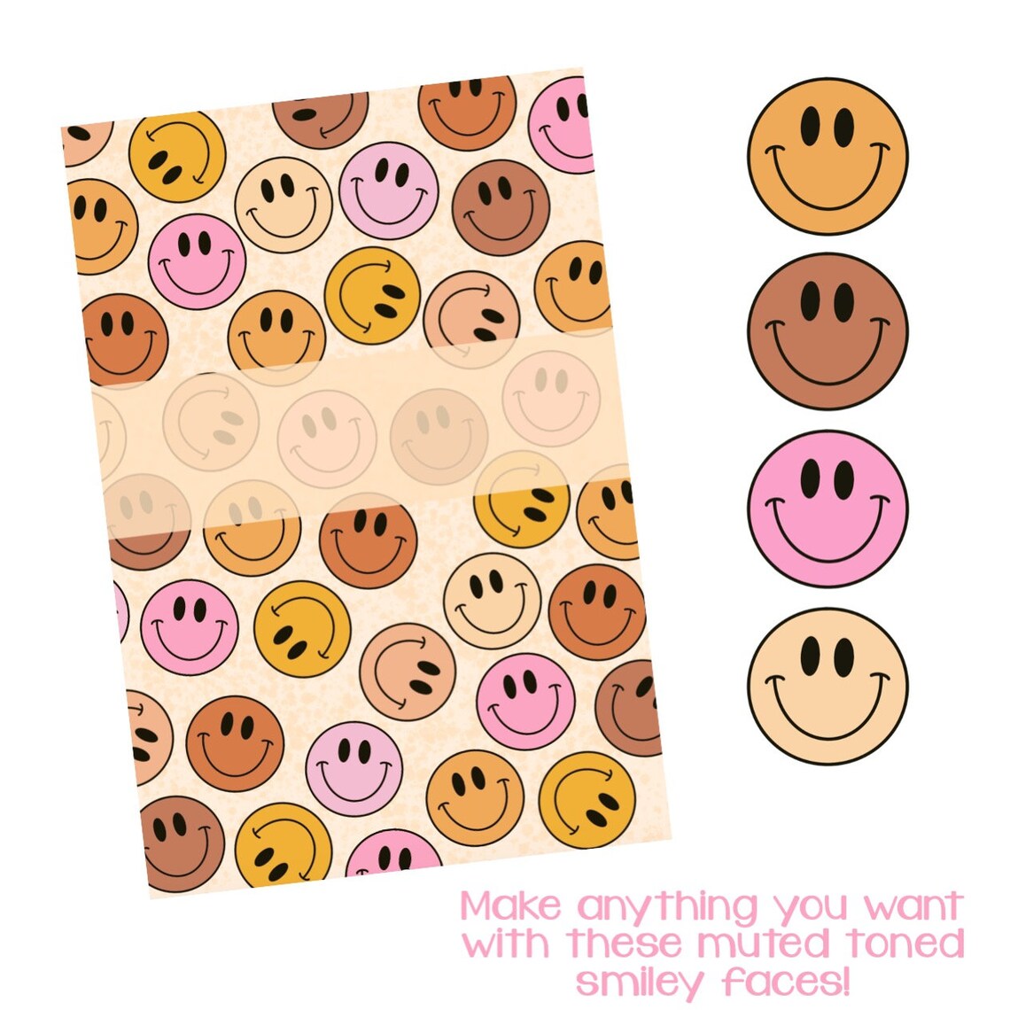 Boho Smiley Face Clipart - Etsy