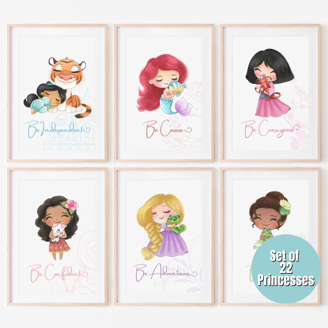 Set of 22 Princesses Digital Files, Princess Wall Decor, Princess Print ...