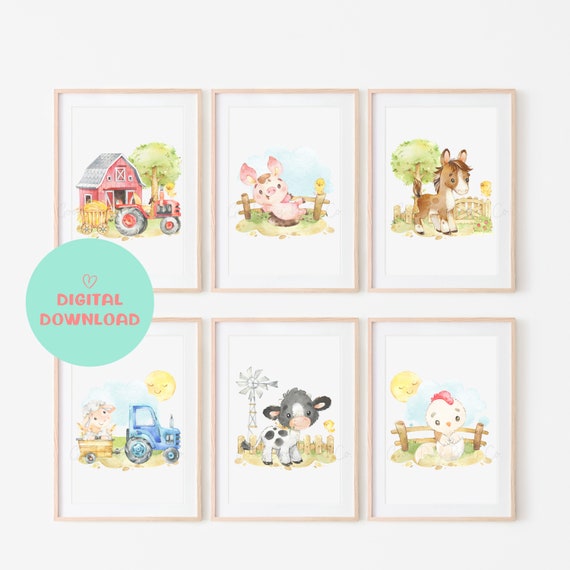 Farm Animal Print Nursery Set Barnyard Print Cow Baby Room - Etsy