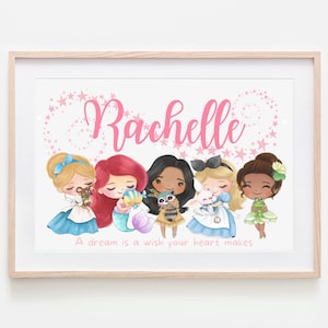 Princess Wall Art Princess Print Personalised Princess Room Decor ...