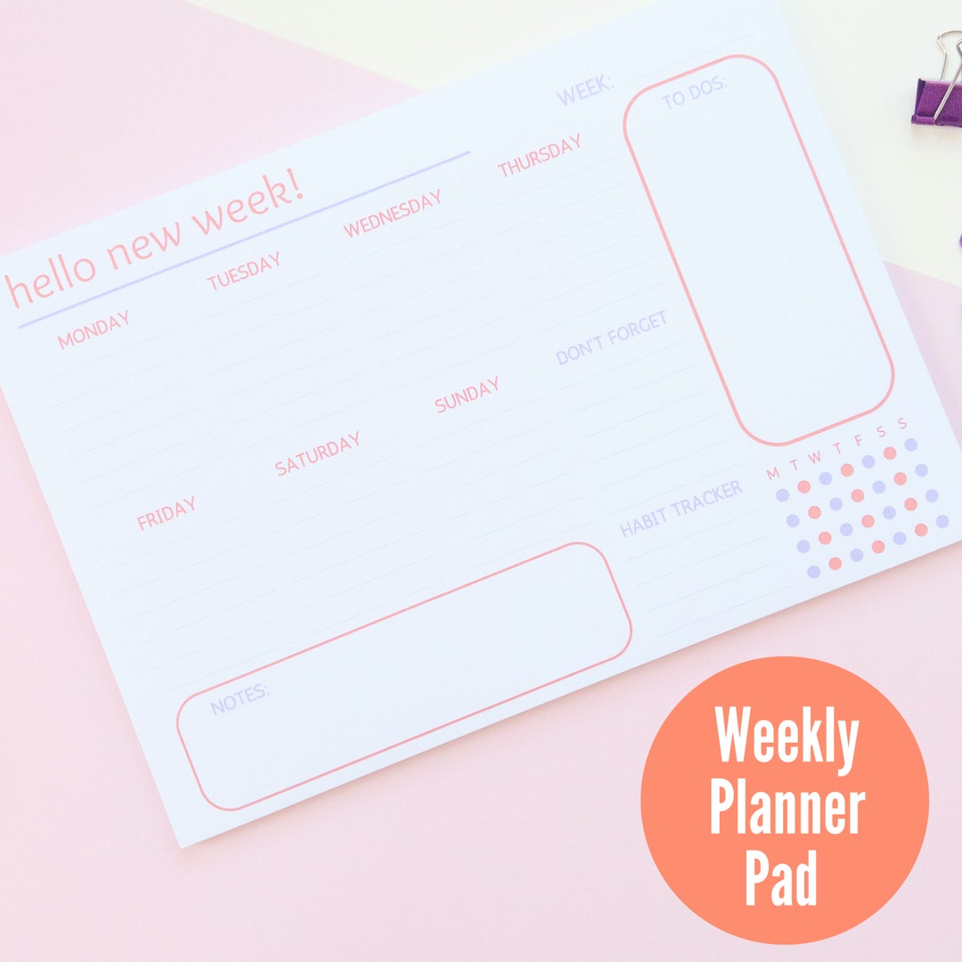 Weekly Planner Basic Planner Week Plan Pad Habit Tracker Desk Organiser ...