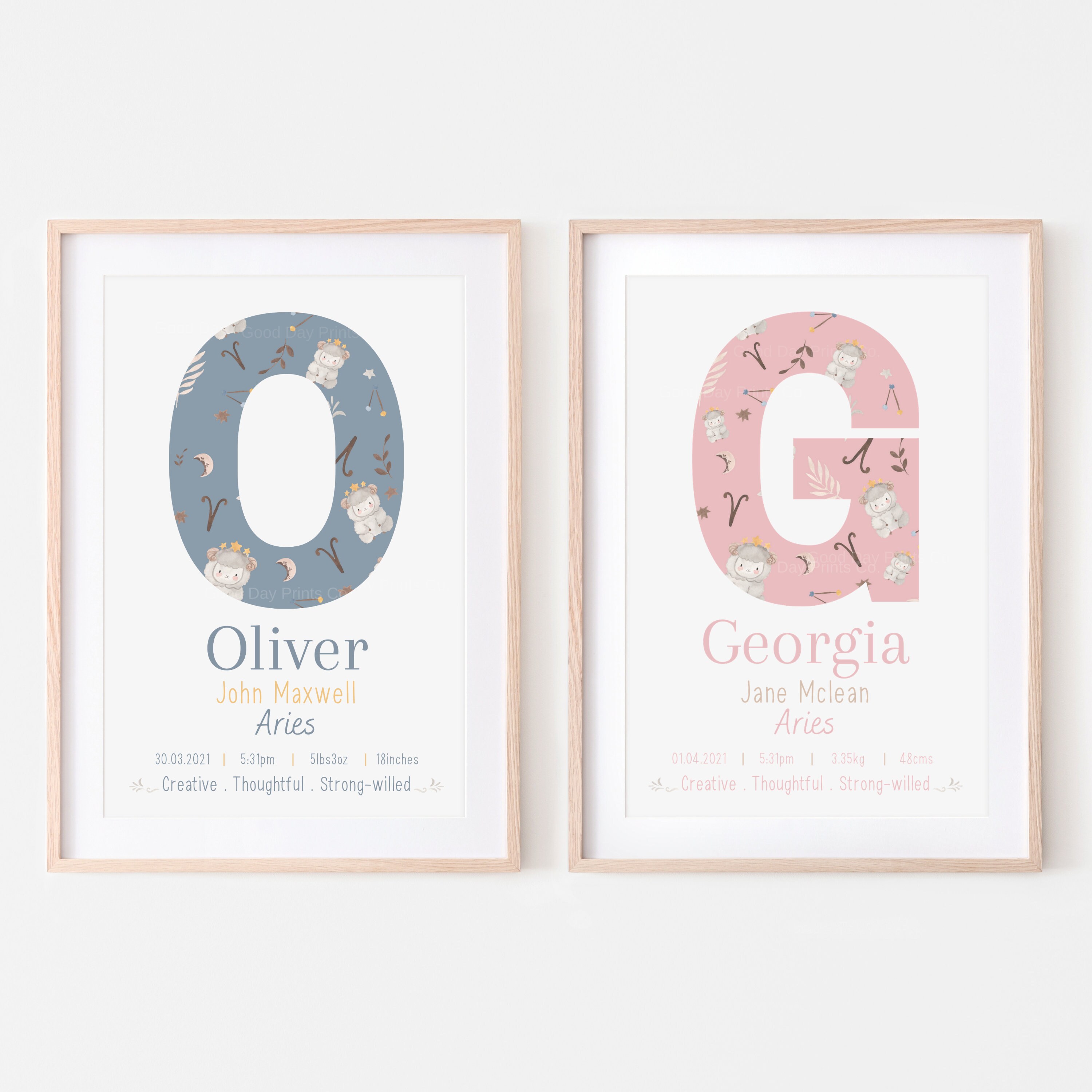 Aries Astrological New Baby Gift Letter Print Birth Stats - Etsy