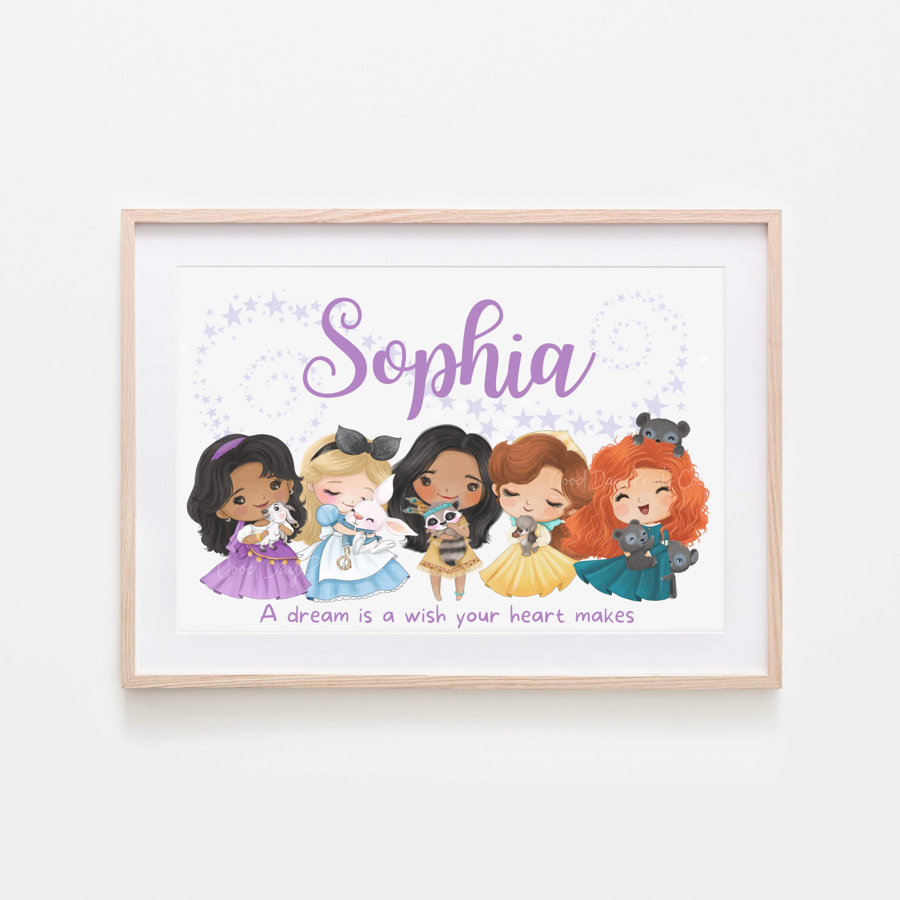 Girl Name Print Nursery Princess Art Personalised Girls Room | Etsy
