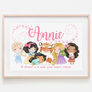 Princess Wall Art Princess Print Personalised Princess Room Decor ...