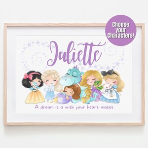 Princess Wall Art Princess Print Personalised Princess Room Decor ...
