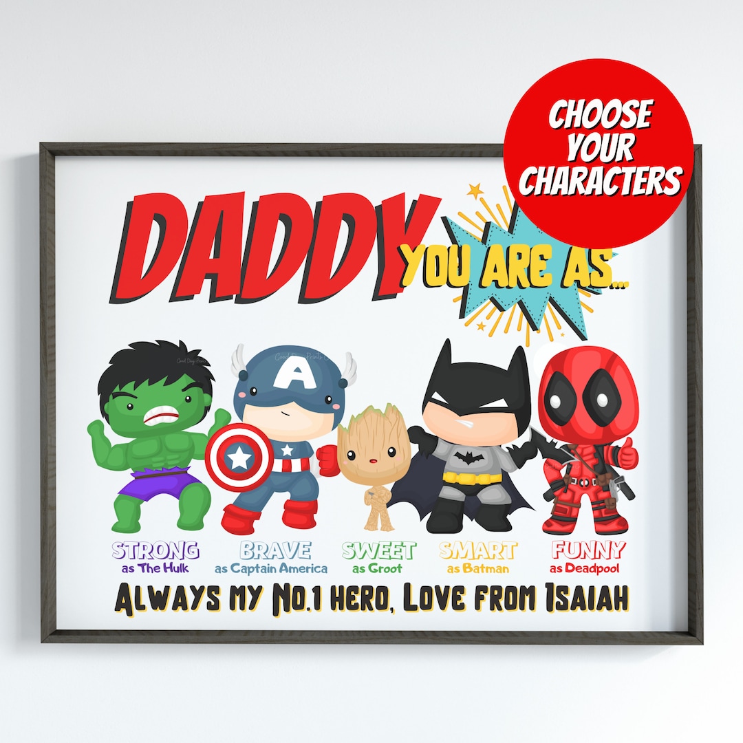 Fathers Day Gift, Superhero Fathers Day Gift, Superhero Dad, Fathers ...