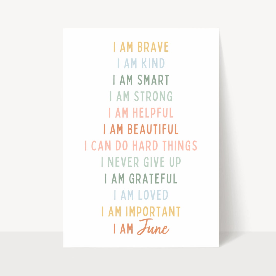 I Am Brave Boho Affirmations Print Kid and Adult Inspirational Wall Art ...
