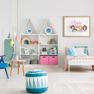 Princess Wall Art Princess Print Personalised Princess Room Decor ...