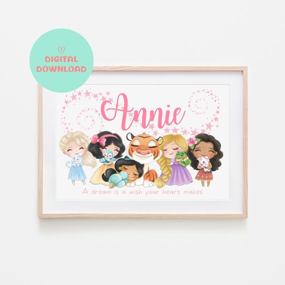 Girl Name Print Nursery Princess Art Personalised Girls Room | Etsy
