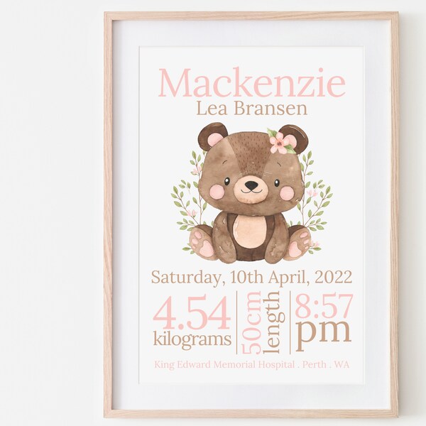 Birth Stats Poster - Etsy