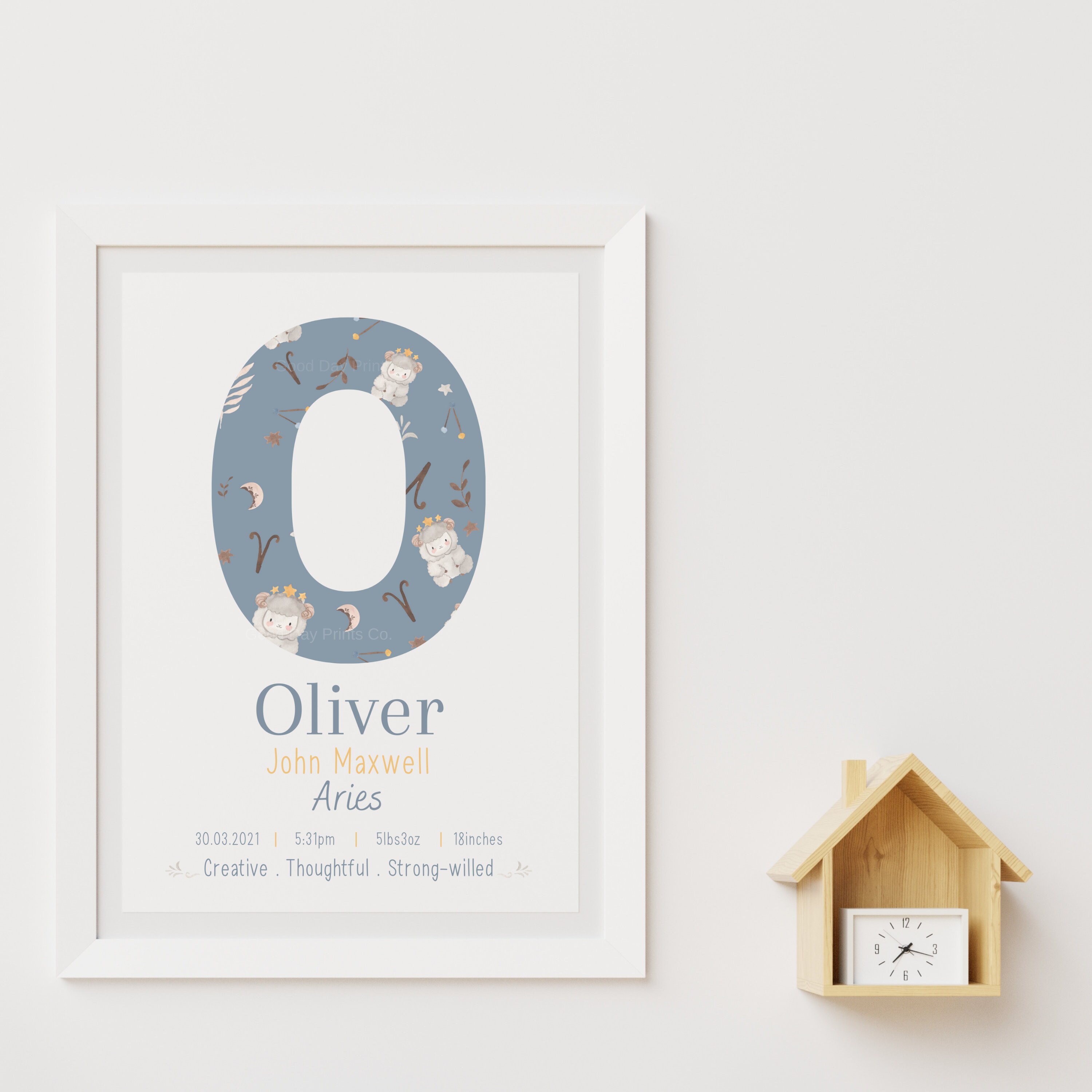 Aries Astrological New Baby Gift Letter Print Birth Stats - Etsy