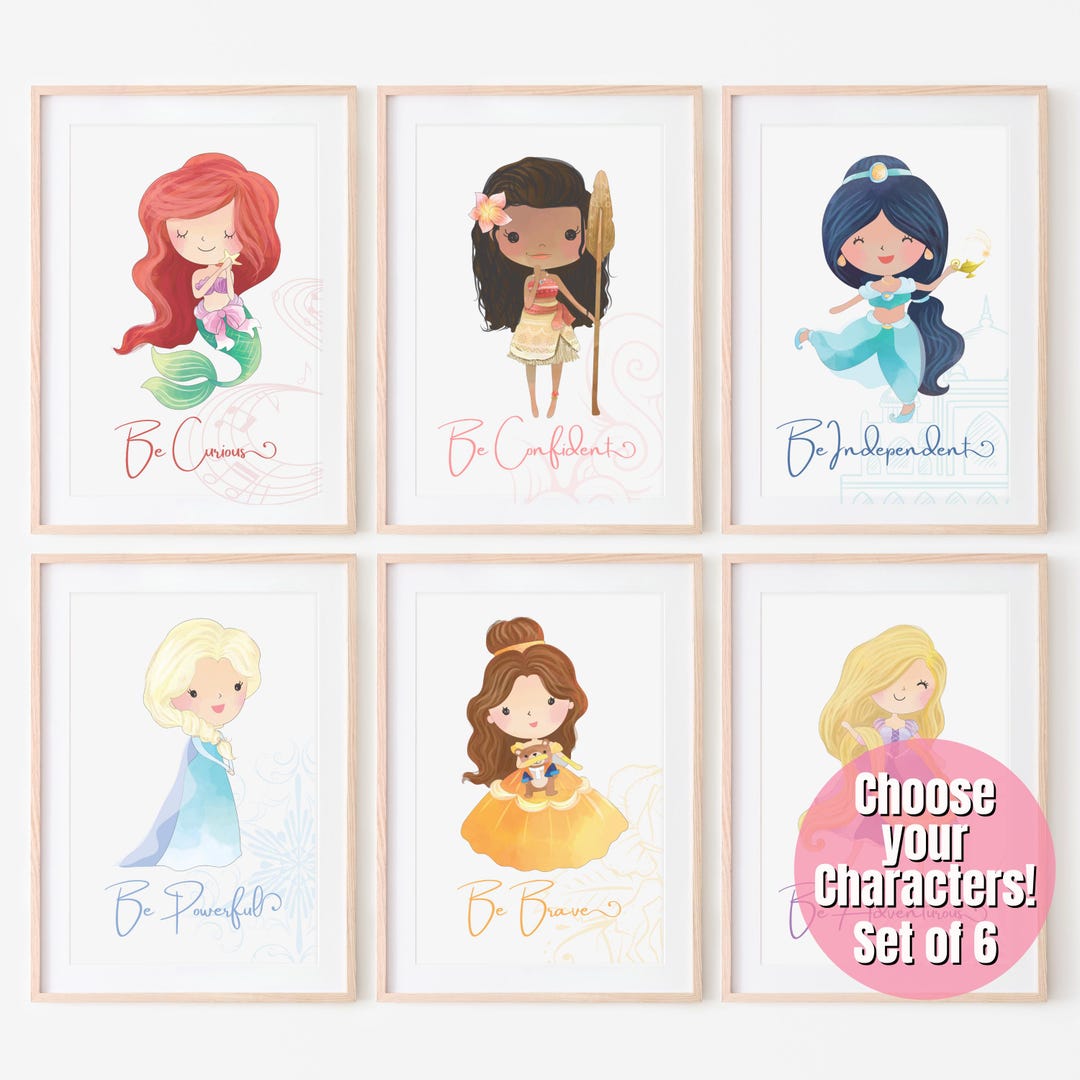 Choose Your Princess Set of 6, Princess Wall Decor, Princess Print ...