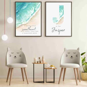 Personalized Ocean Nursery Print Set, A Salty Little Sweetheart, Beach ...