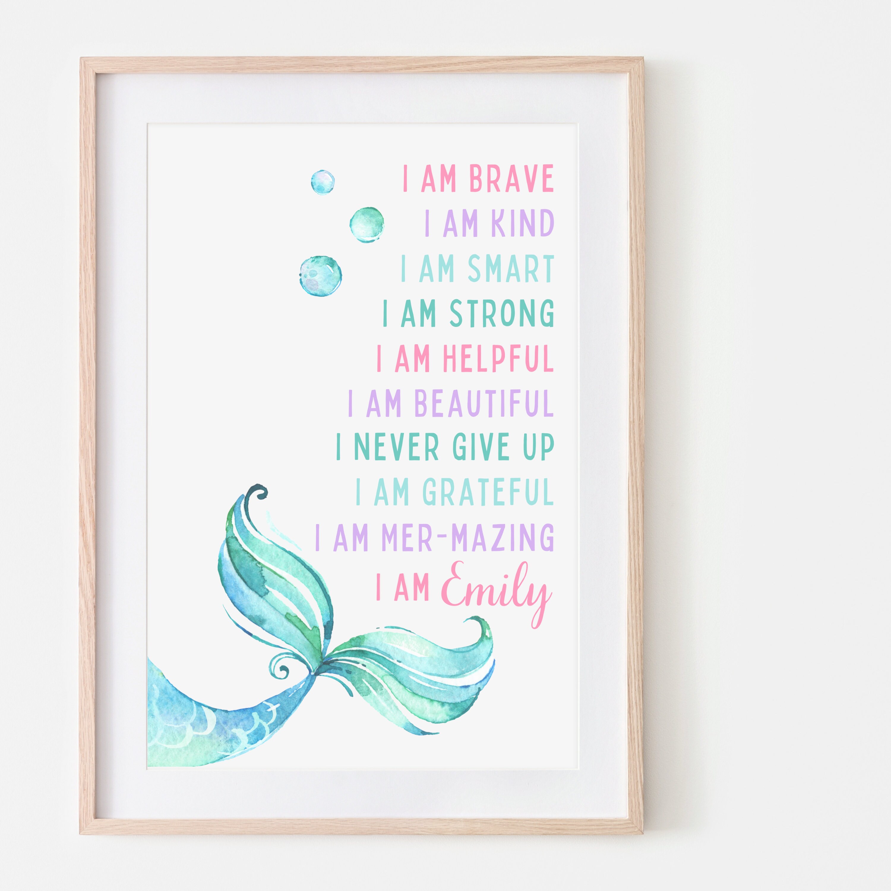 Mermaid Wall Art Affirmation Print Positive Prints Self - Etsy