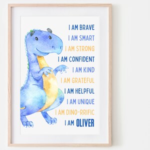 T Rex Dinosaur Wall Art Nursery Dinosaur Personalised Print for Boys ...