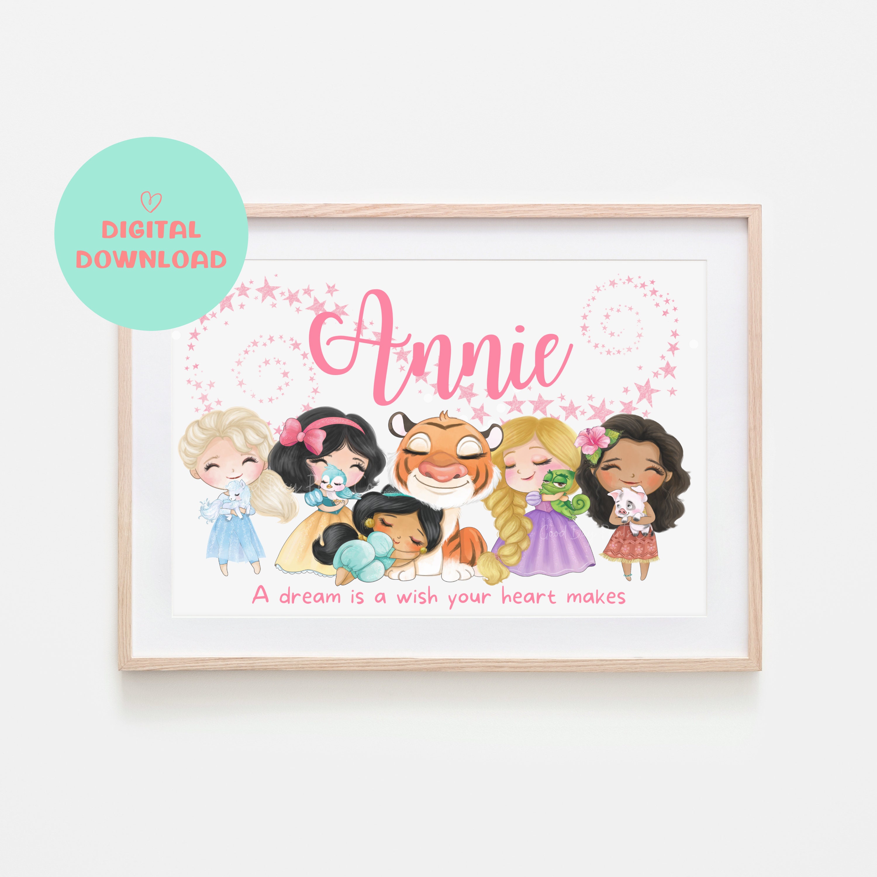 Girl Name Print Nursery Princess Art Personalised Girls Room | Etsy