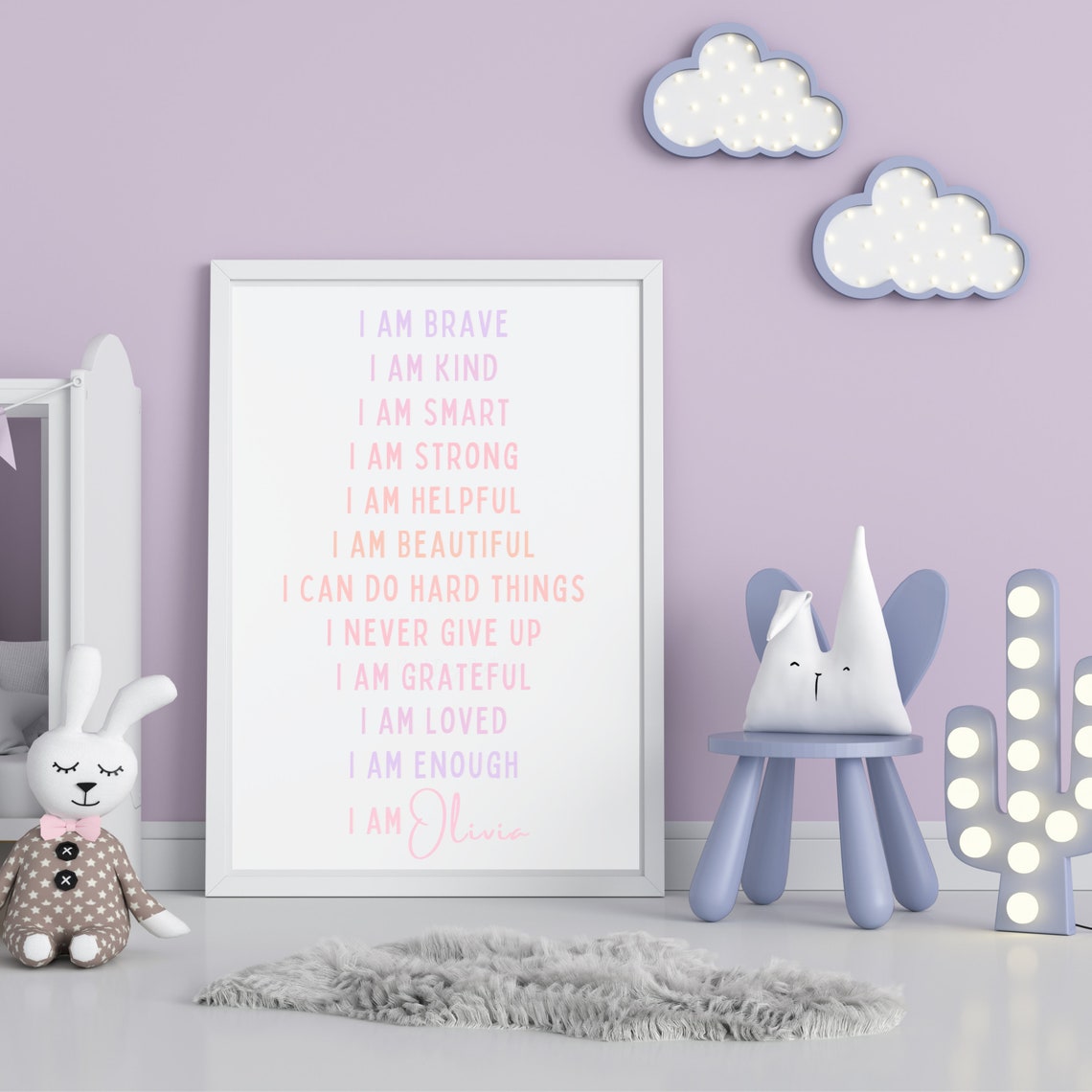 I am Strong Kids Positive Affirmation Print Self Love | Etsy