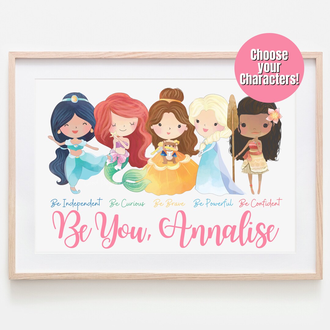 Princess Art Print for Girl Nursery Baby Girl Gift Princess Wall Art ...