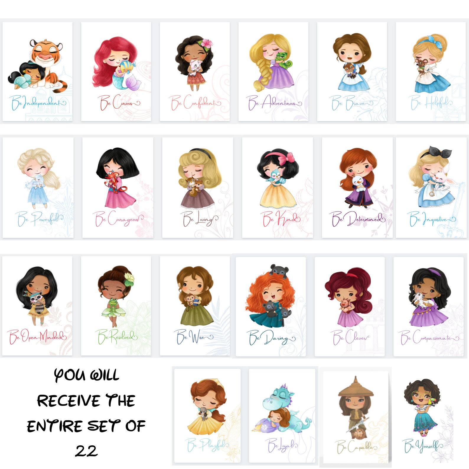 Set of 22 Princesses Digital Files Princess Wall Decor - Etsy