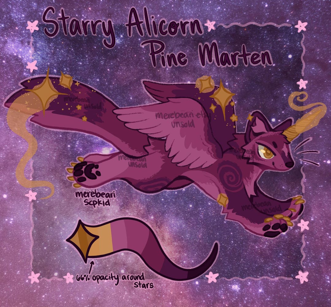 Starry Alicorn Pine Marten Furry Fursona Adoptable - Etsy