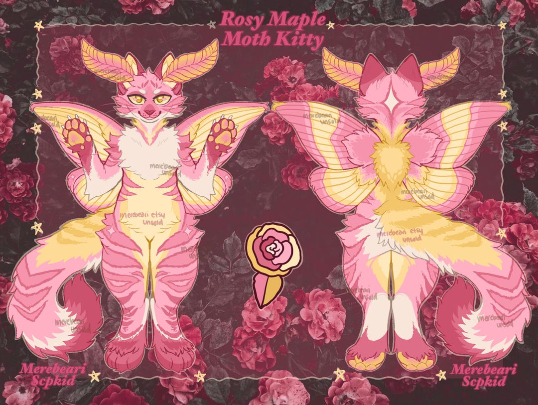 Furry Fursona Adoptable Rosy Maple Moth Kitty - Etsy