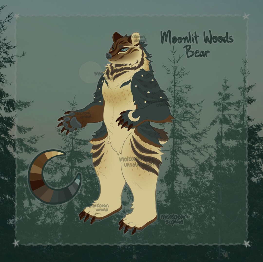 Moonlit Woods Bear Furry Fursona Adoptable - Etsy