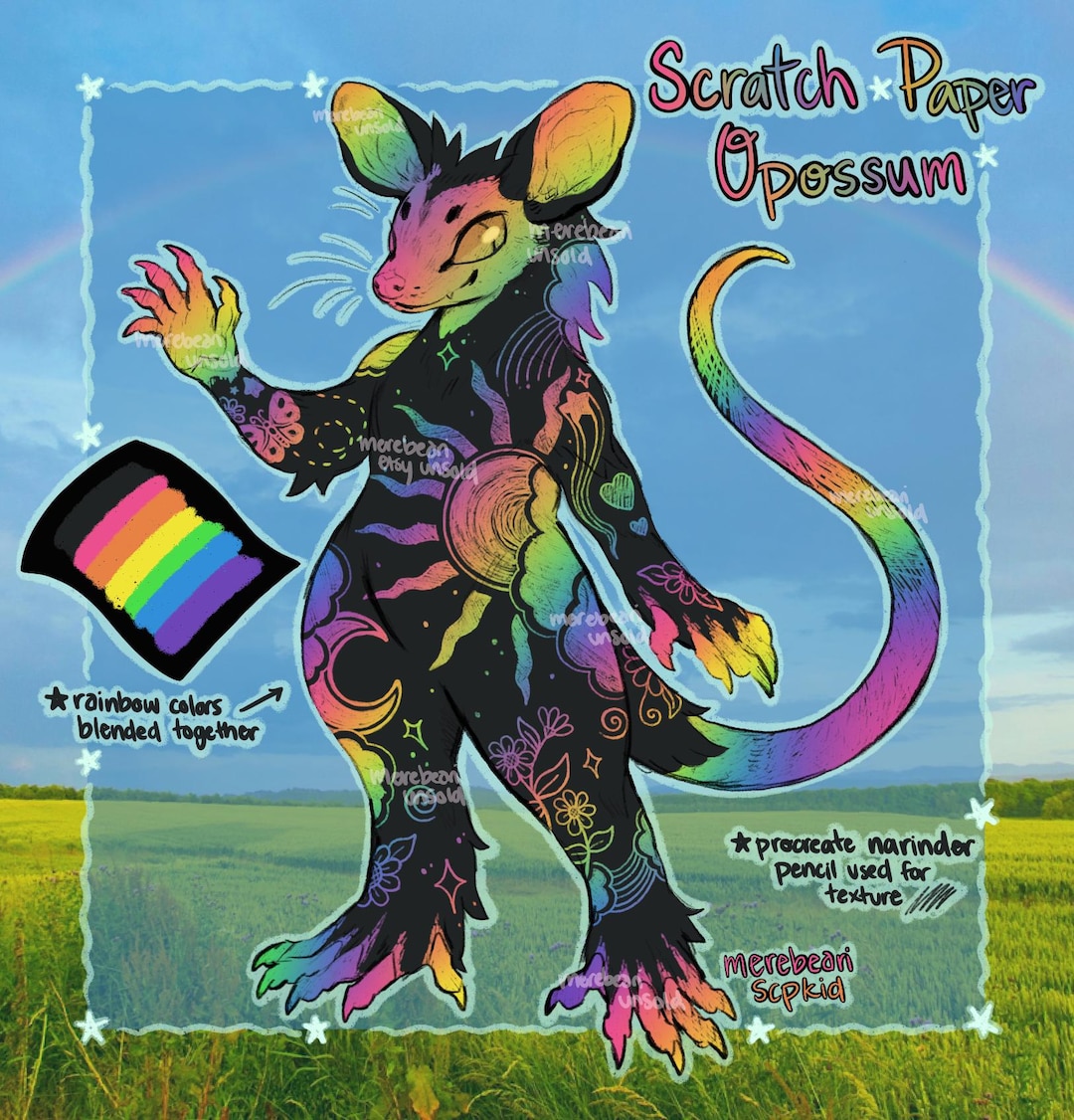 Furry Fursona Adoptable Scratch Paper Opossum - Etsy