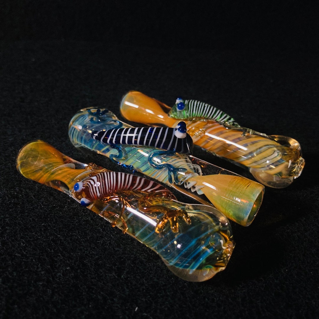 3.5” Golden Lizard Chillum Glass Pipe | Pipe | Glass Pipes | Pipes ...