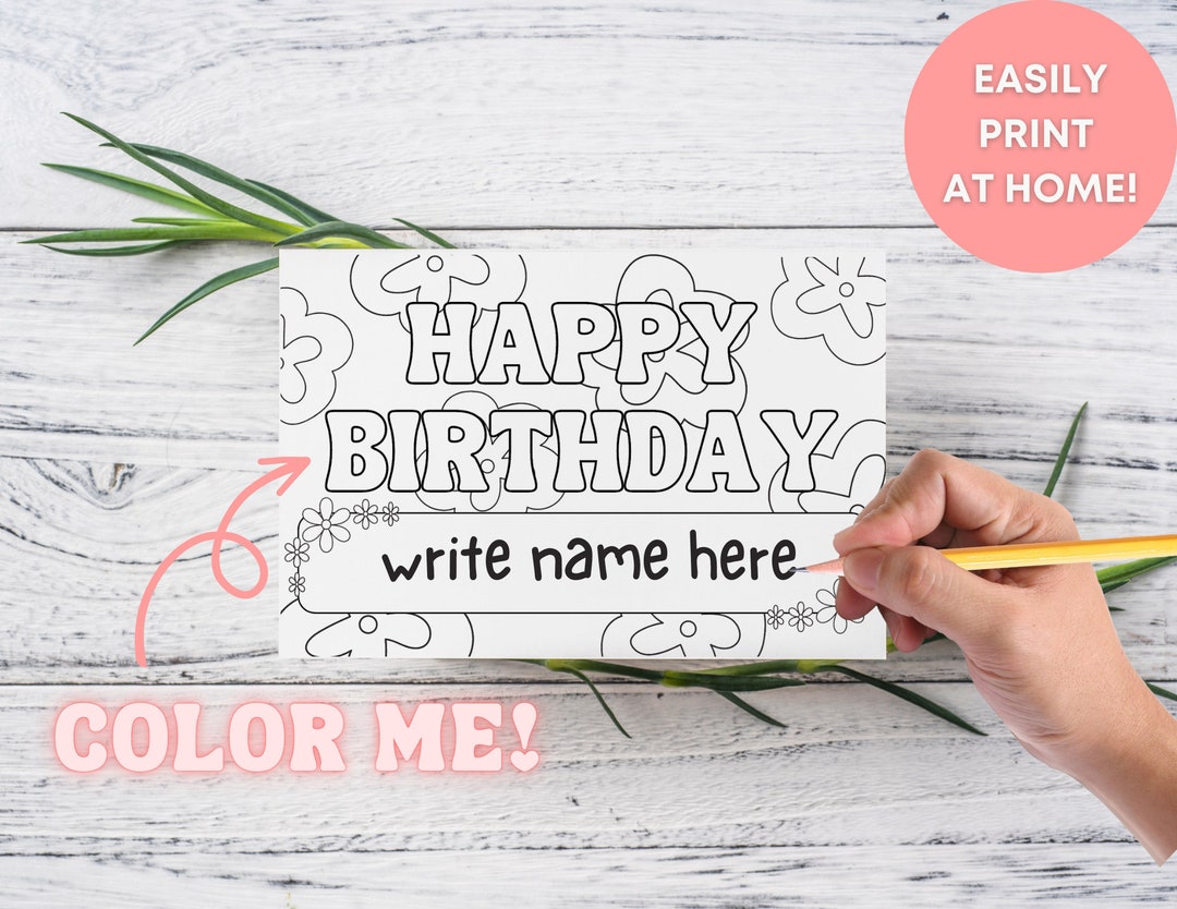 Colorable Birthday Card | Printable Card | Card for Friend | Printable ...