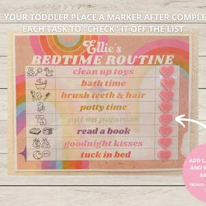Personalized Bedtime Routine Chart | Toddler Bedtime Routine ...
