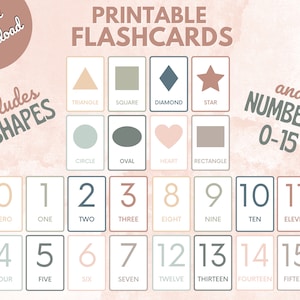 Numbers & Shapes Flashcards | Printable Flashcards | Preschool Learning ...