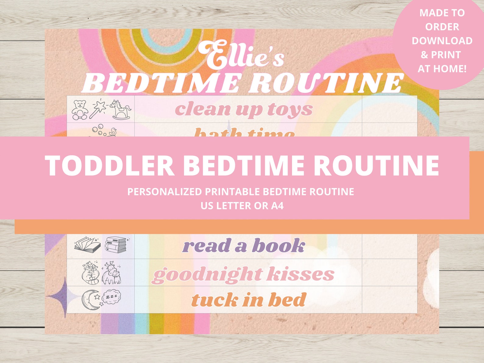 Personalized Bedtime Routine Chart | Toddler Bedtime Routine ...