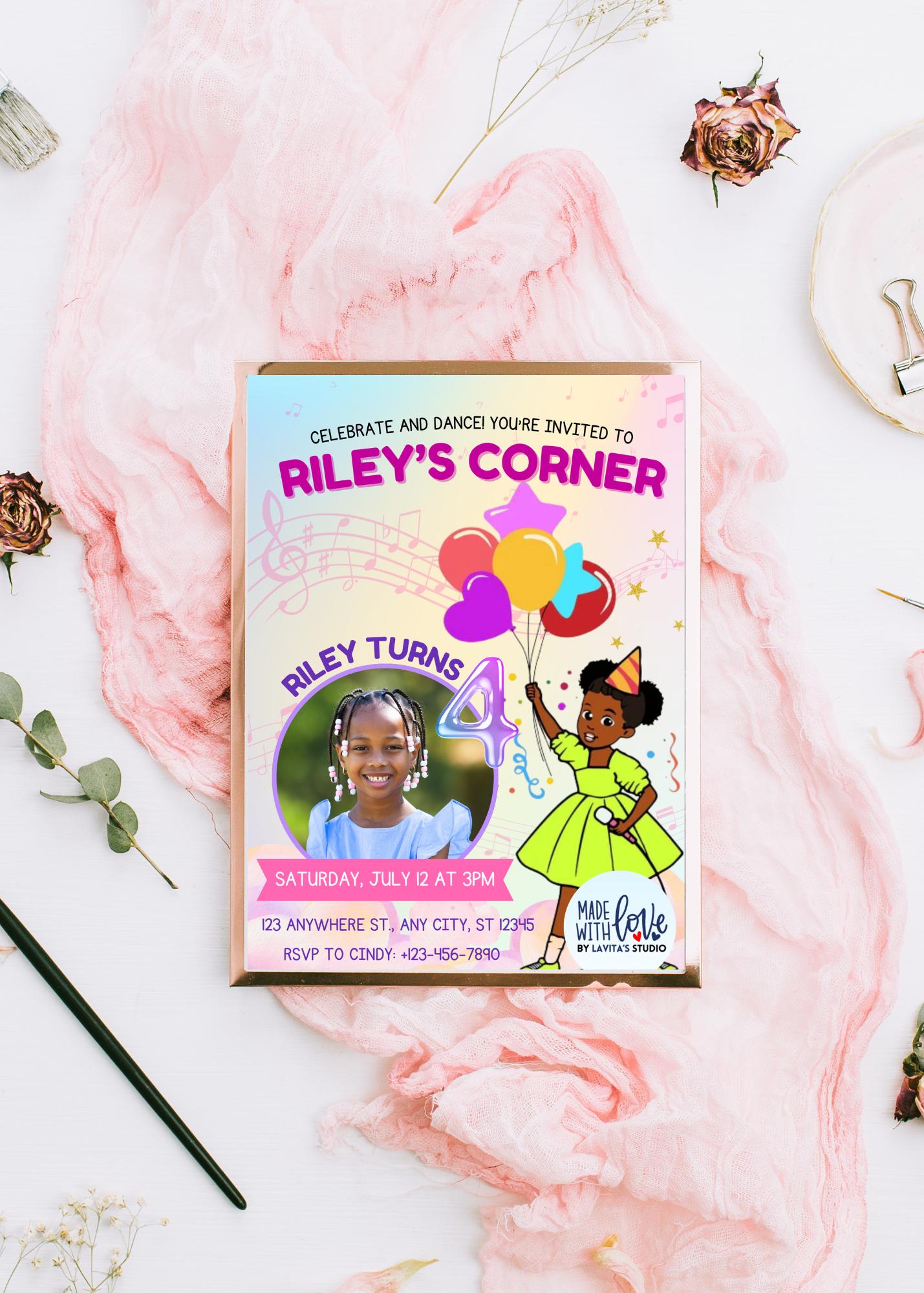 Editable Gracie's Corner Music Girl Birthday Invitation Instant ...