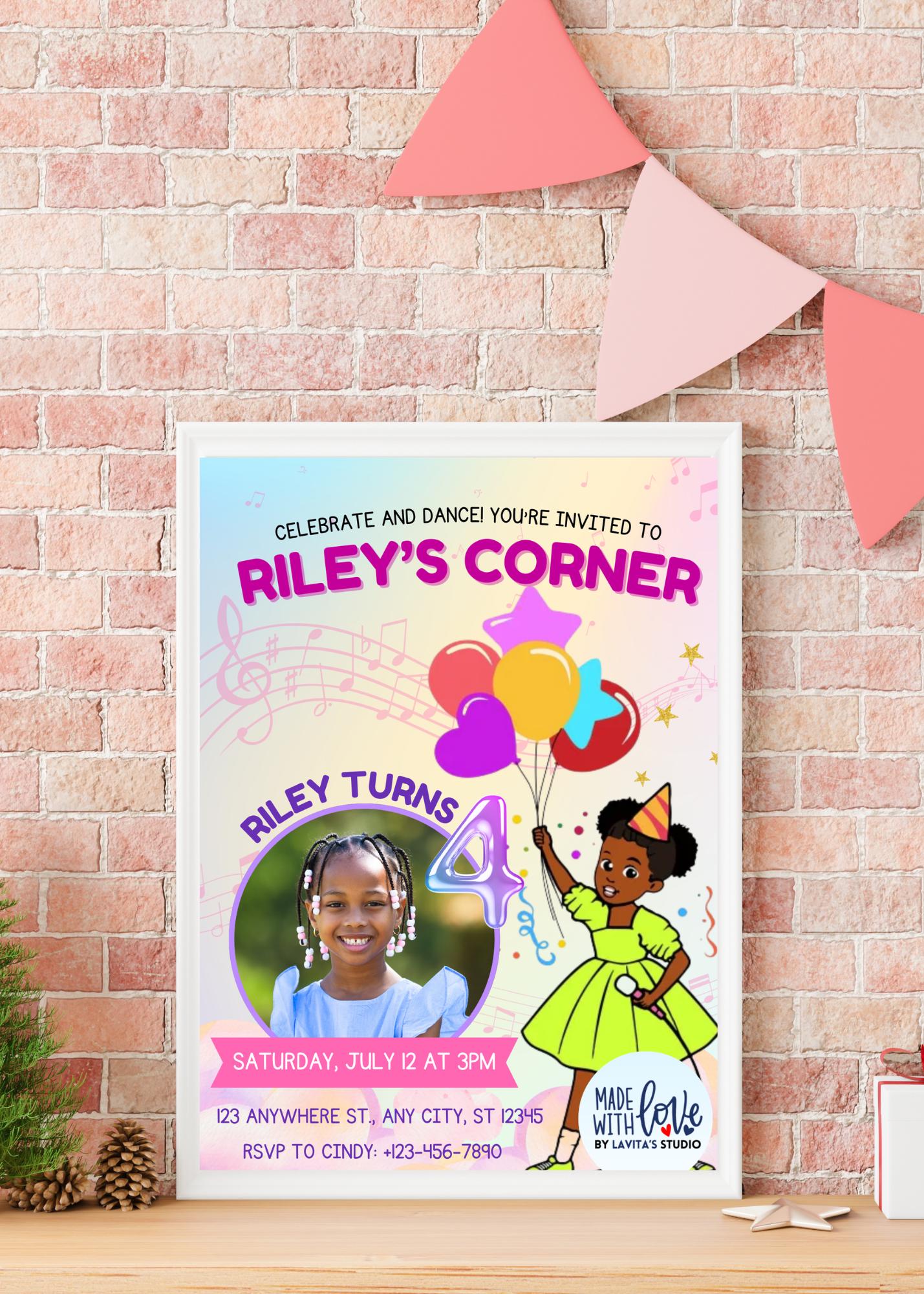 Editable Gracie's Corner Music Girl Birthday Invitation Instant ...