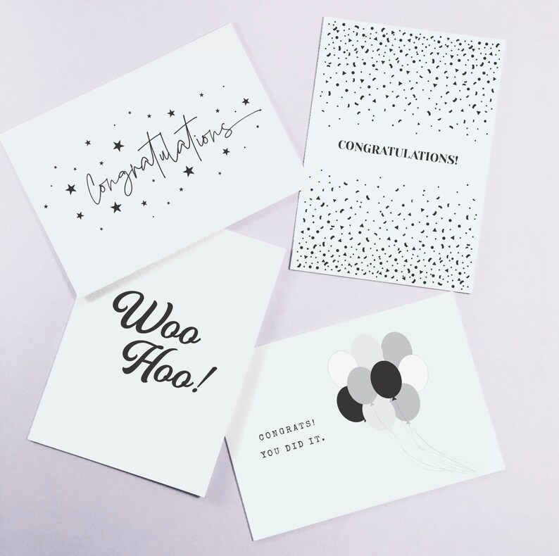 Congratulations 4 Pack Greeting Cards Black & White - Etsy