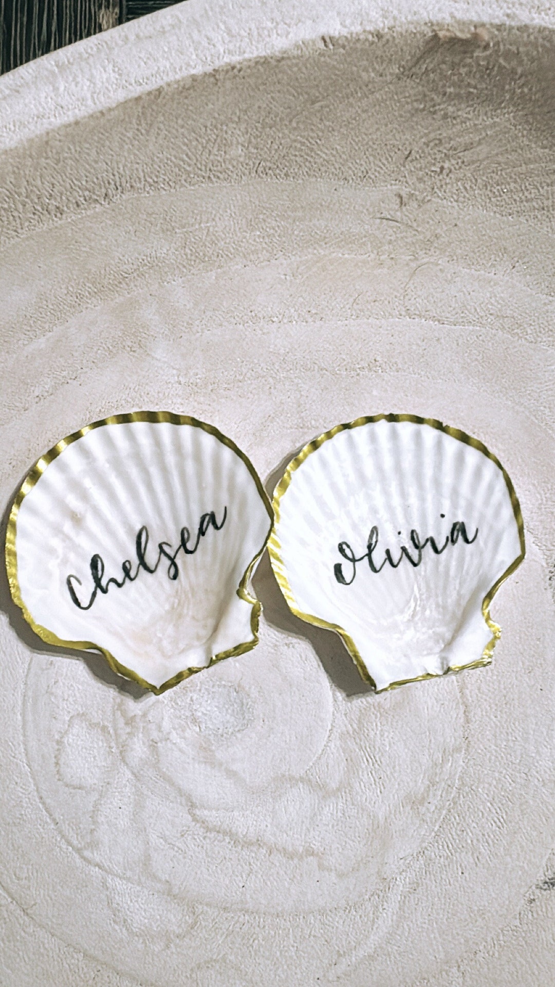 Sea Shell Place Cards, Seashell Place Cards, Scalloped Shell With ...