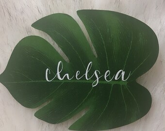Tropical Leaf Name Tag Monstera Name Tag for Bags, Tropical ...