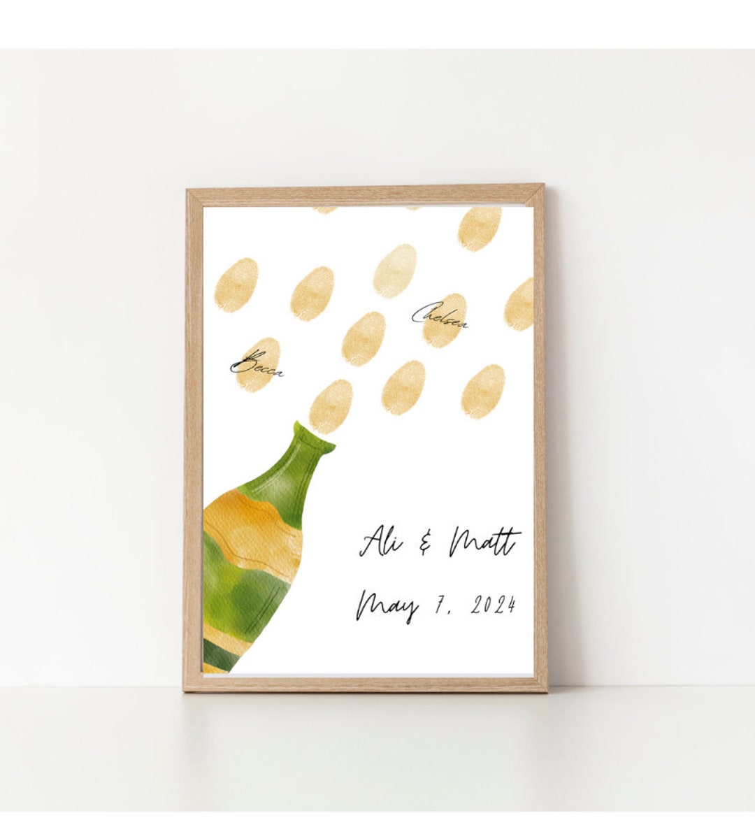 Thumbprint Guest Book, Wedding Fingerprint Champagne, Wedding Guest ...