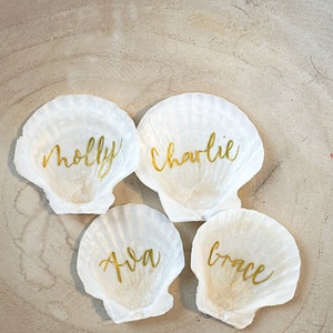 Place Cards, Seashells, Bachelorette Gifts, Summer Wedding, Coastal ...