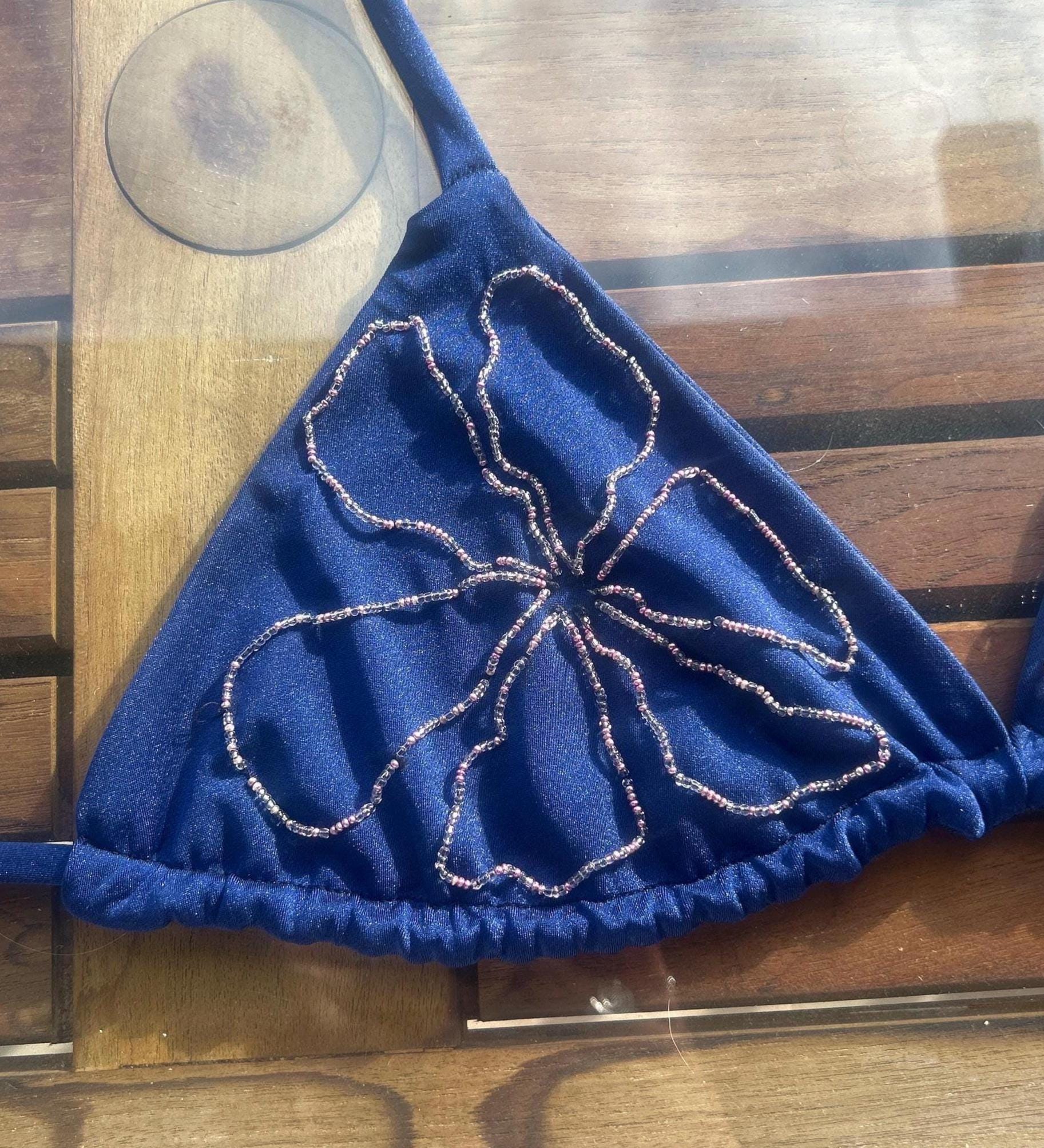 Handmade Beaded Flower Bikini Top - Etsy