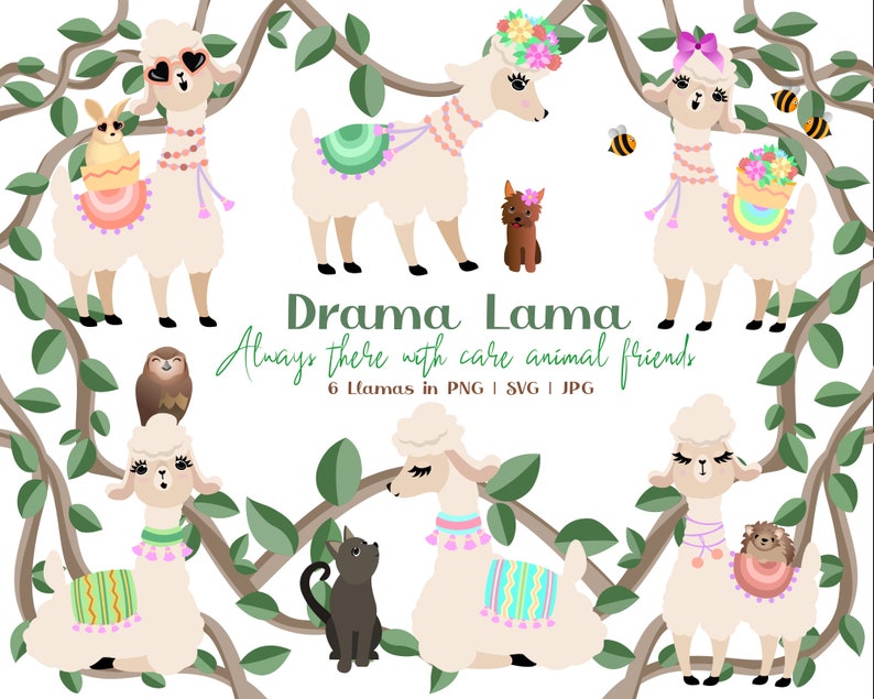 Cute Drama Llama Clipart Drama Llama SVG Drama Llama PNG - Etsy Australia