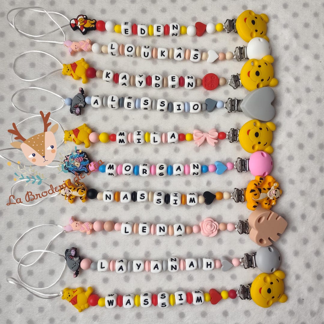 Winnie the Pooh, Piglet, Tigger, Eeyore Pacifier Clip - Personalized ...