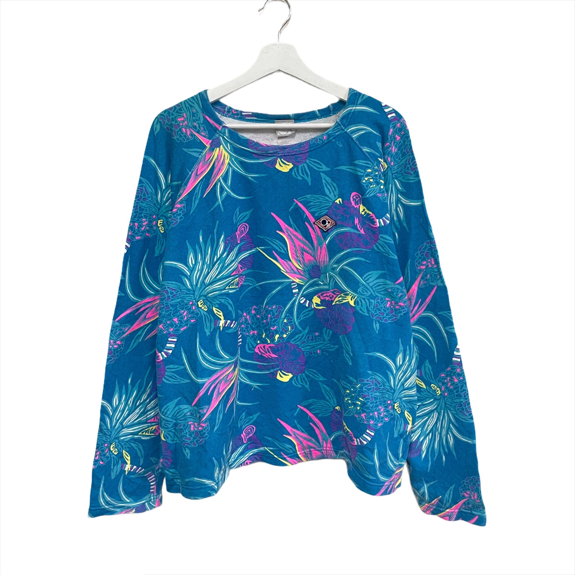 Vintage 90s Ocean Pacific Surf Crewneck Floral Full Design Ocean