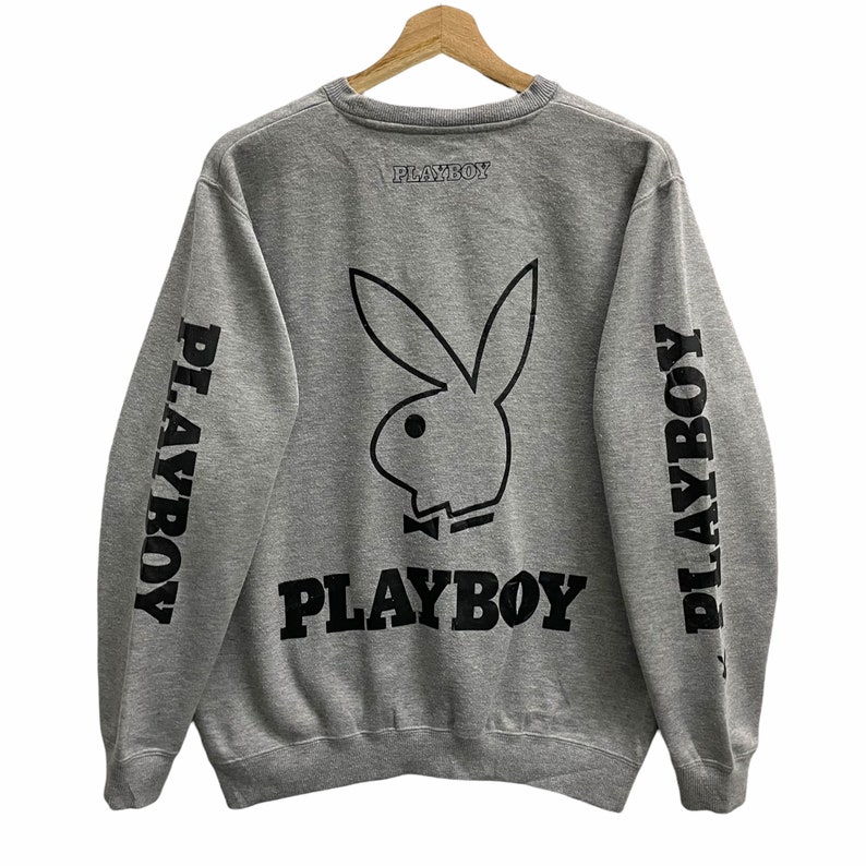 PICK Vintage Playboy Crewneck Jumper Playboy Sweater Big Back Logo Embroidered Spellout Sleeves ...
